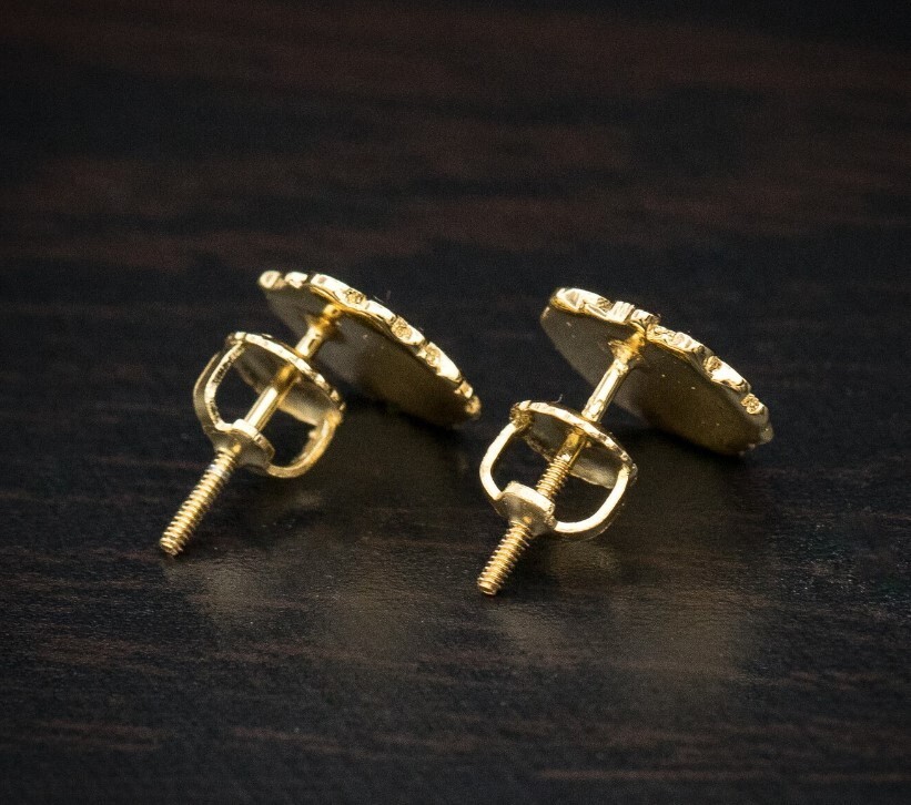 Men's Nugget Style Solid Metal Screw Back Earring 14k Yellow Gold ...