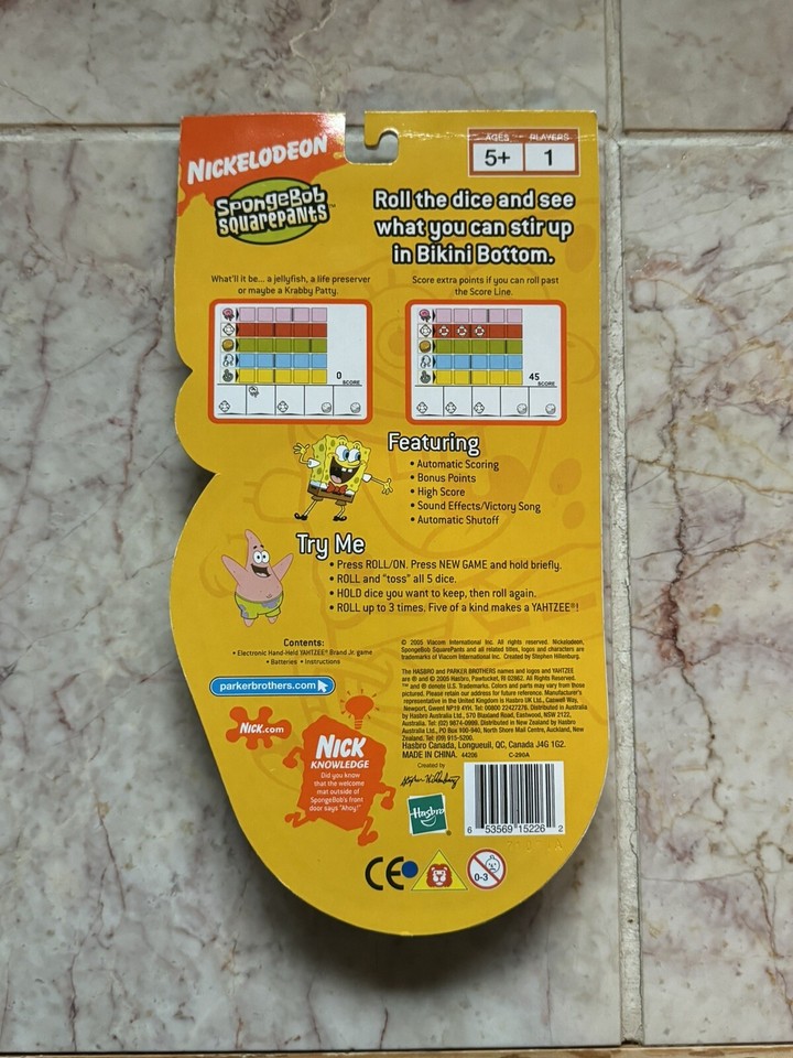 SpongeBob SquarePants Yahtzee Jr Electronic Handheld Game - NEW sealed ...