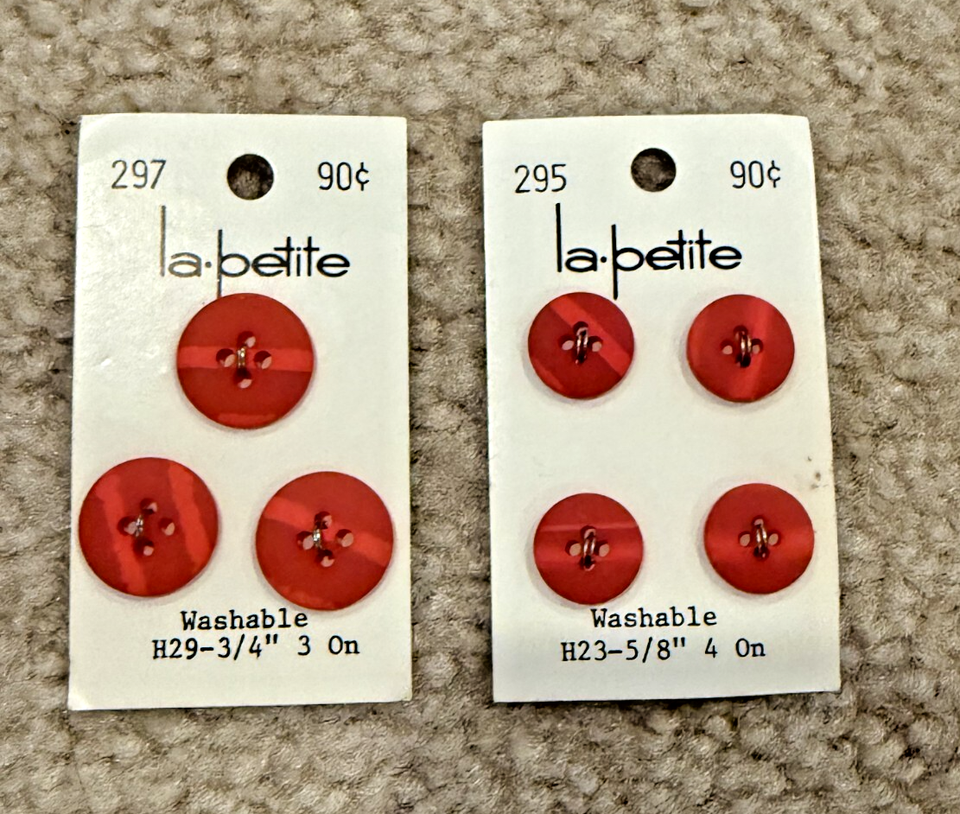 Vintage Lot of 12 Red Buttons: LaMode, La Petite: NOS-New Old Stock, Cards | eBay