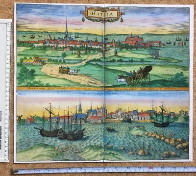 Old Antique Picture Map Copenhagen, Denmark 1588 Braun & Hogenberg ...