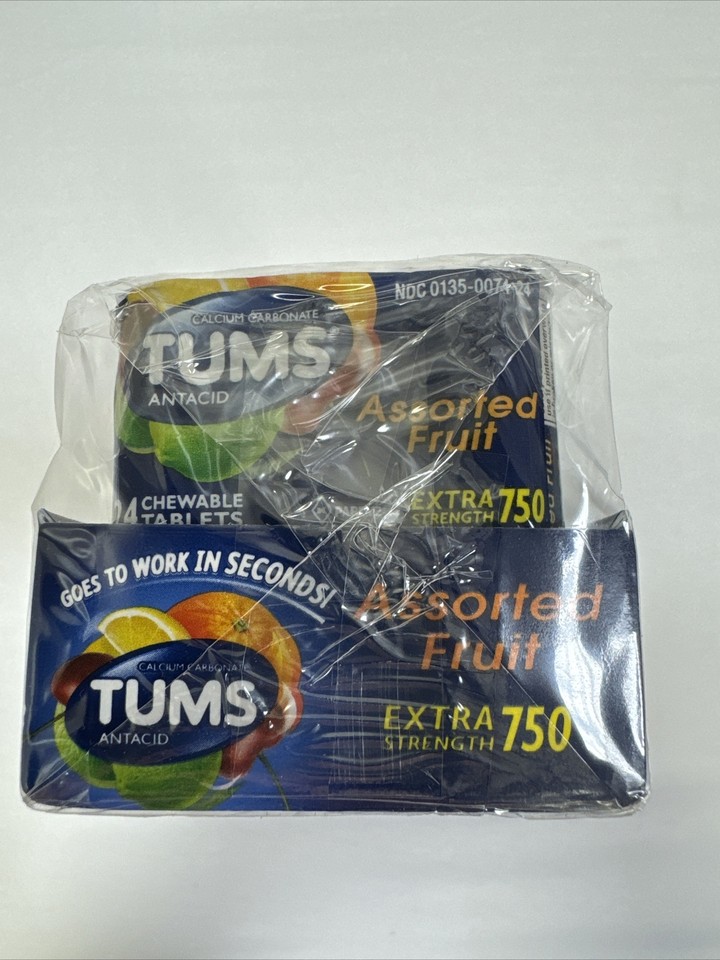 12X Tums Extra Strength Chewable Tablets for Heartburn Assorted Fruit 3 ...