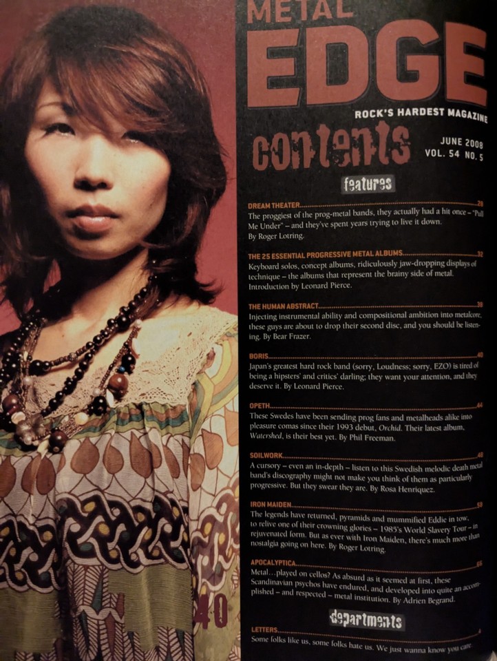 Metal Edge Magazine June 2008 Iron Maiden, Dream Theater, Opeth, Boris ...