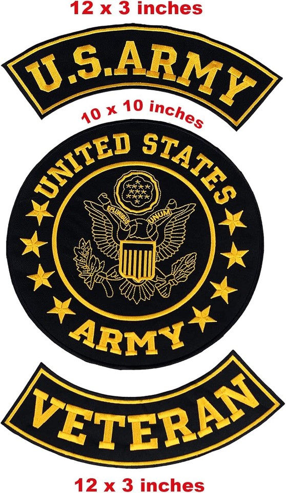 Golden Army Veteran Patches Set for Veterans Bikers Motorcycle Jacket ...