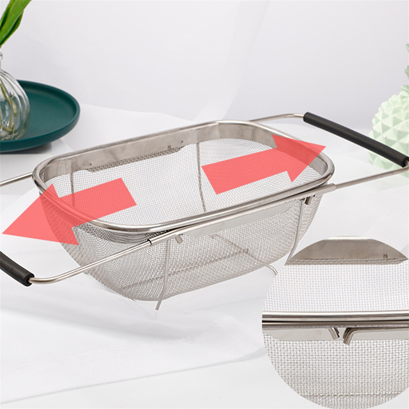 Over The Sink Stainless Steel Oval Fine Mesh Colander Strainer ...