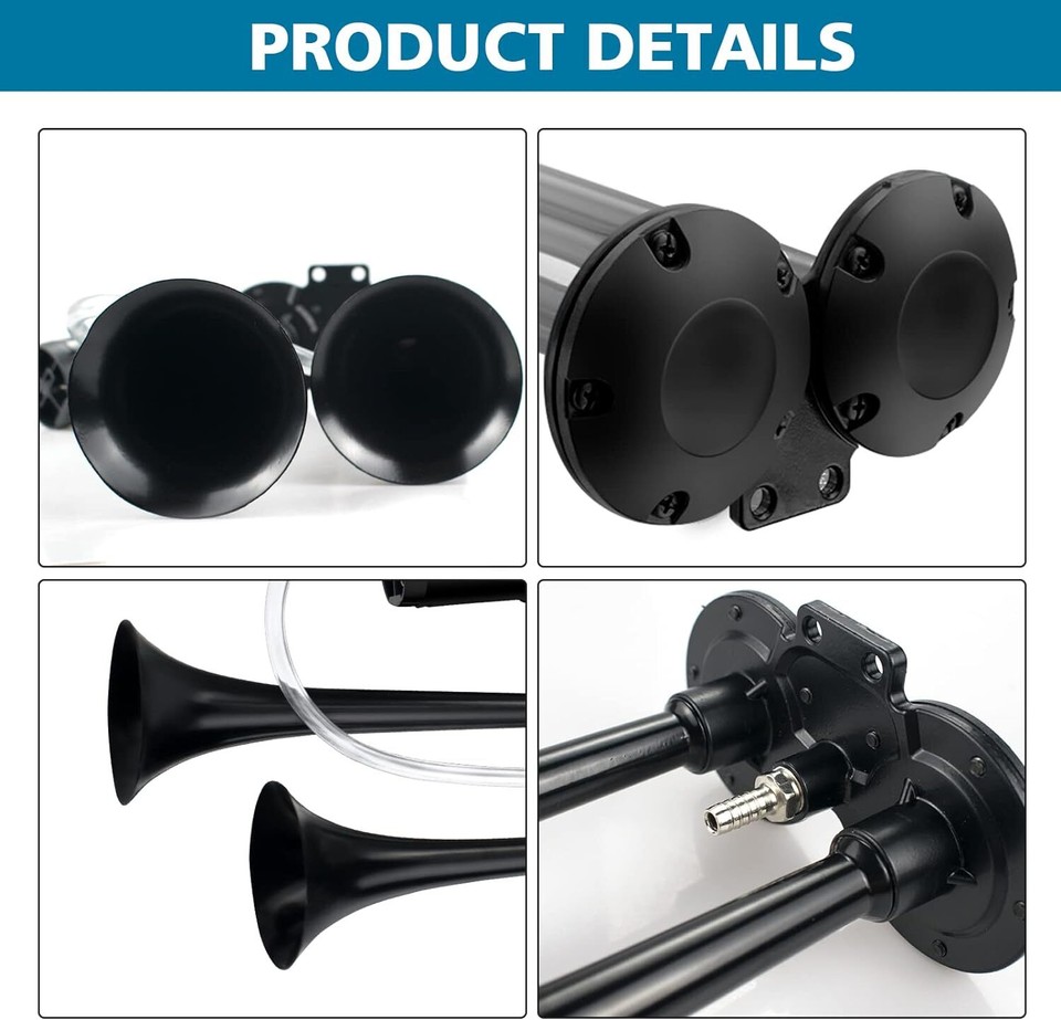 12V/24V Truck Air Horn 150DB Dual Trumpet Horns Kit universal for Car ...