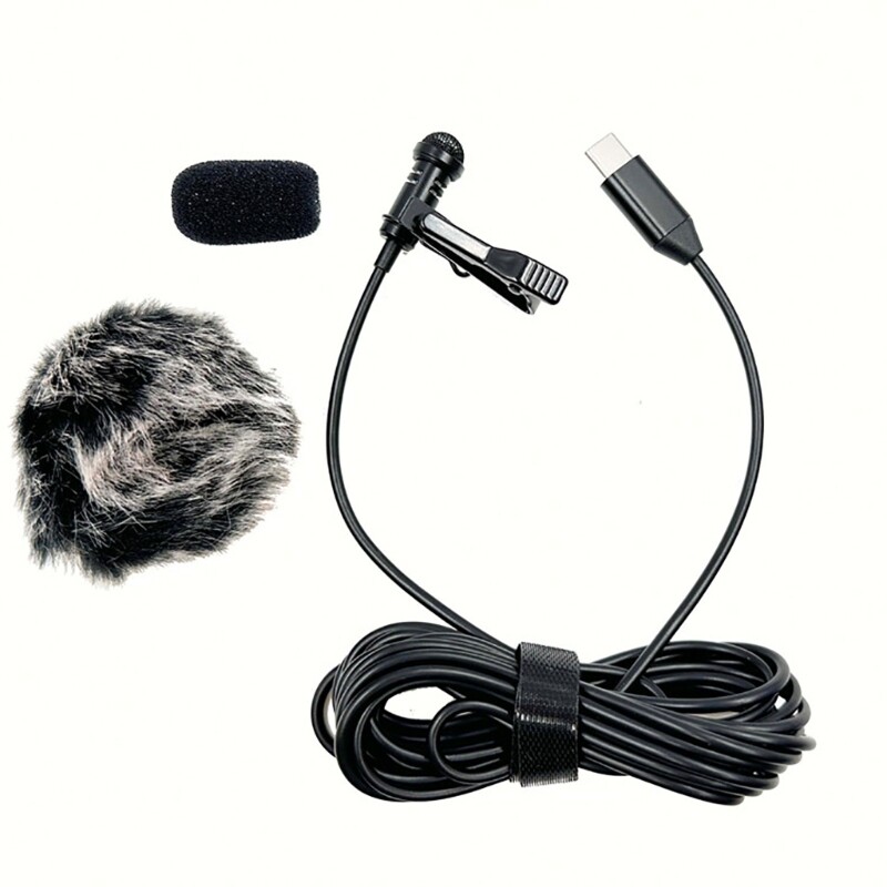 Travel Friendly Type C Lavalier Mic Clear Recording Sensitivity Lapel ...