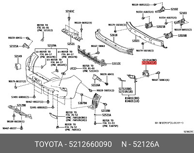 Genuine OE bracket, fog lamp mounting, left, 5212660090 for TOYOTA ...