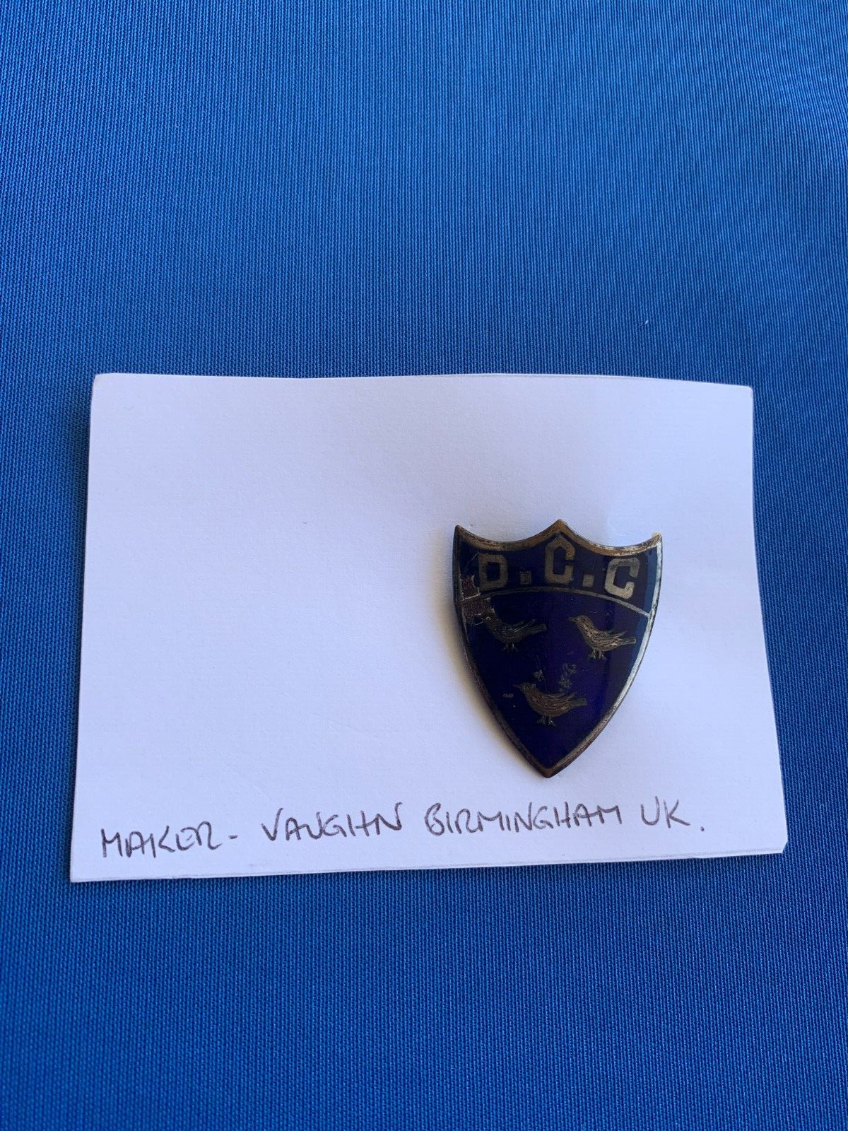 Vintage Enamel Pin Back Badge Shield Shaped DCC Birmingham Maker G1 ...