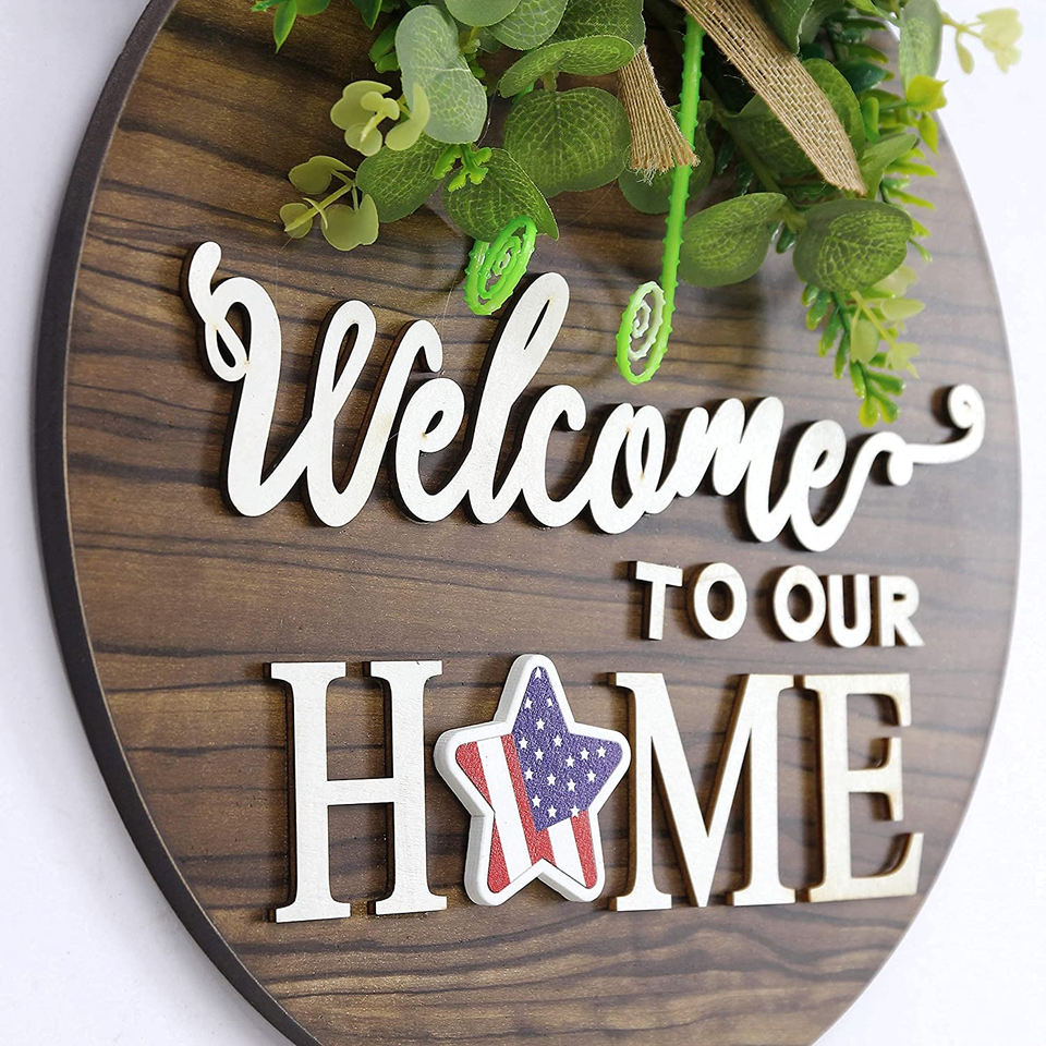Interchangeable Seasonal Welcome Sign Front Door Decoration, Rustic ...
