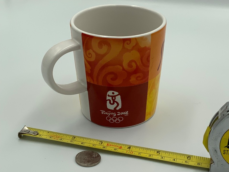 Beijing Olympic Coffee Mug 2008 Games Logo China Souvenir Cup 4” tall 3 ...