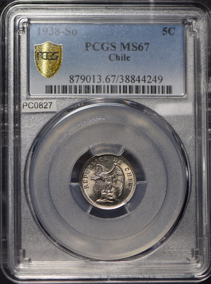 Chile 1938 5 Centavos Condor animal PCGS MS67 PC0827 combine shipping ...