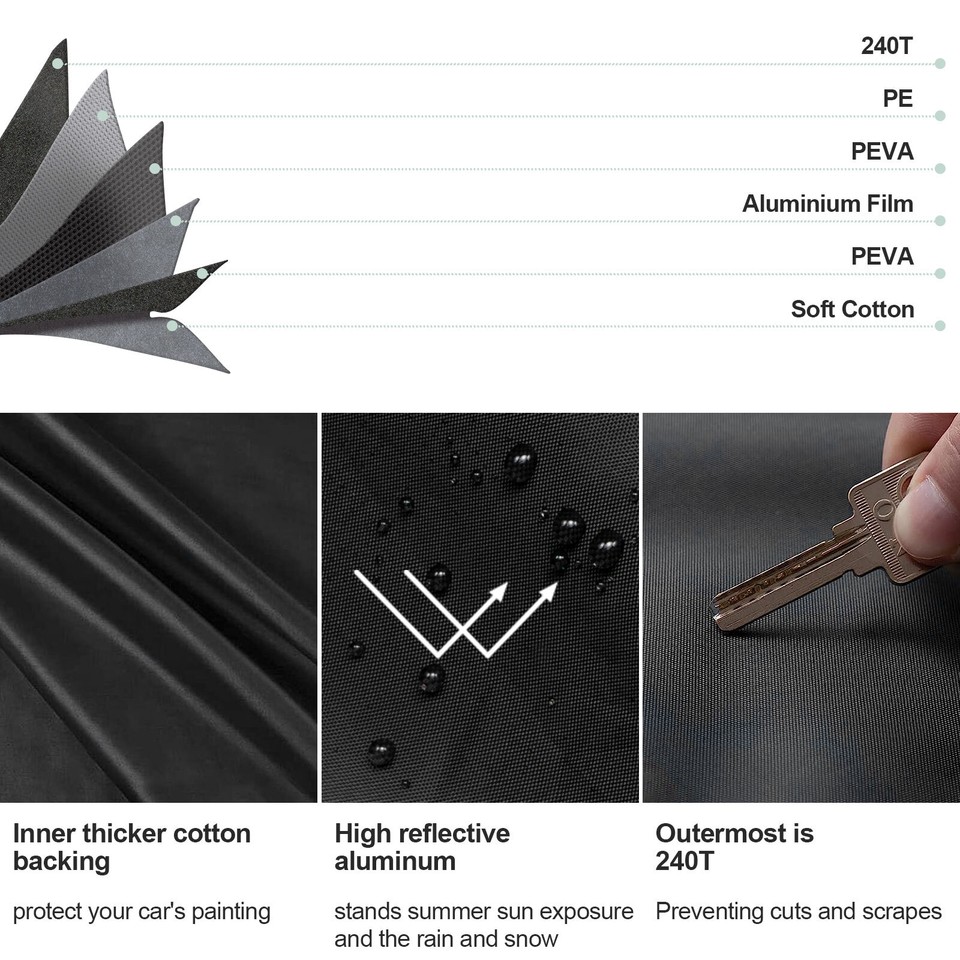 Outdoor UV Protection Inner Lining Full Car Cover Dust Water Proof For ...