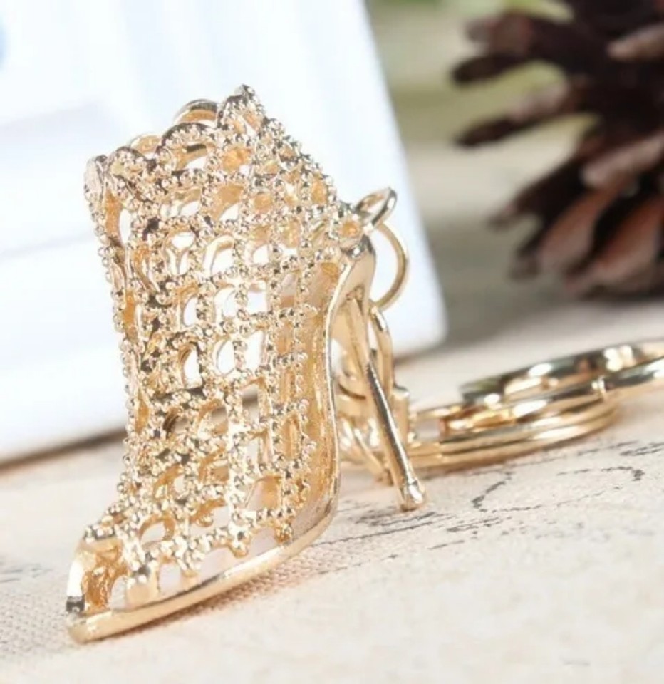 Classy High Fashion Golden High Heel Shoe Keychain/Purse Charm | eBay