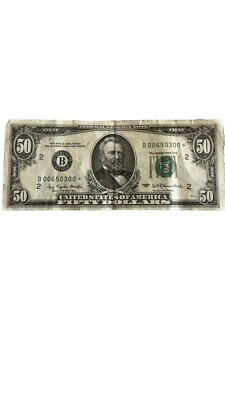 Star Note 50$ Federal Reserve Note 1977 B 00650300* WALT# | eBay