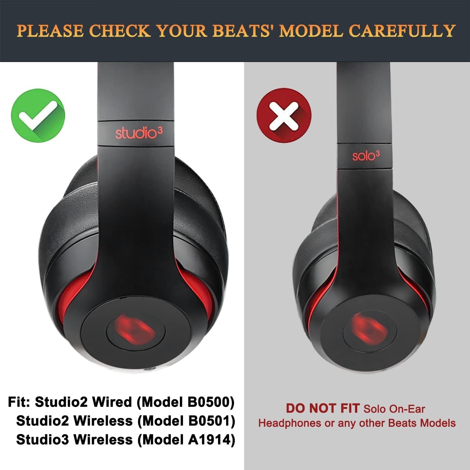 Beats Studio 2 & 3 Ear Pads Replacement Cushions Wireless Wired ...