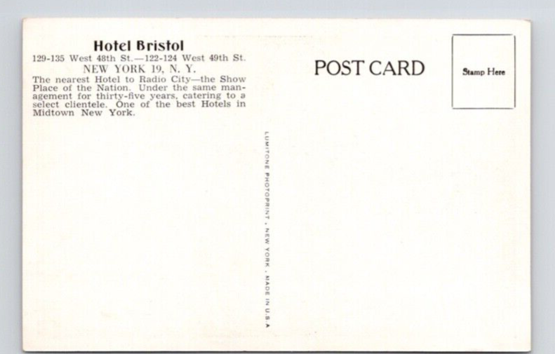 POSTCARD RADIO CITY & ADJOINING HOTEL BRISTOL NEW YORK | eBay