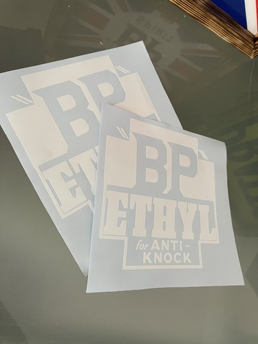 Pair BP ethyl 2 gallon petrol oil fuel can sticker decal Automobilia ...