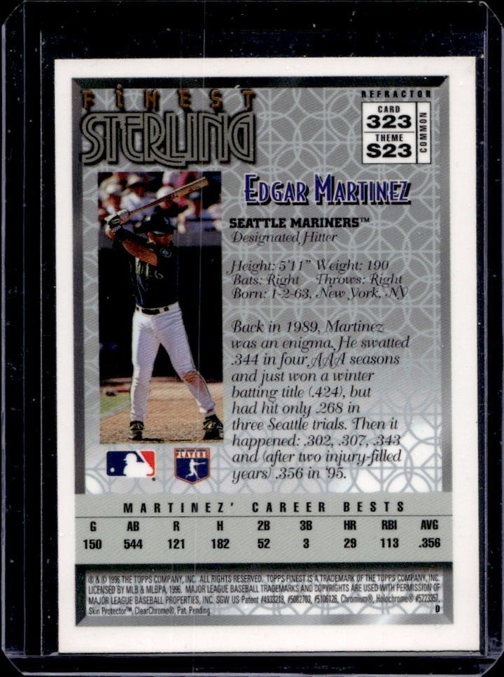 1996 Topps Finest Edgar Martinez Sterling Refractor w/ Coating #323 ...