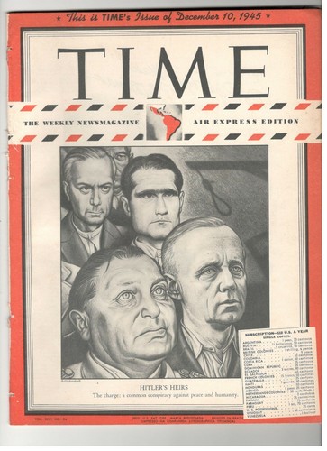 Time Magazine December 10, 1945 Hitler Heirs Nazi Trials Nuremberg | eBay