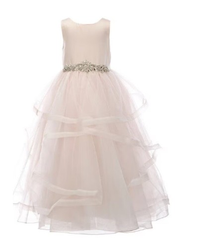 Pink beaded girl size 12 flower girl junior brides made school dance ...