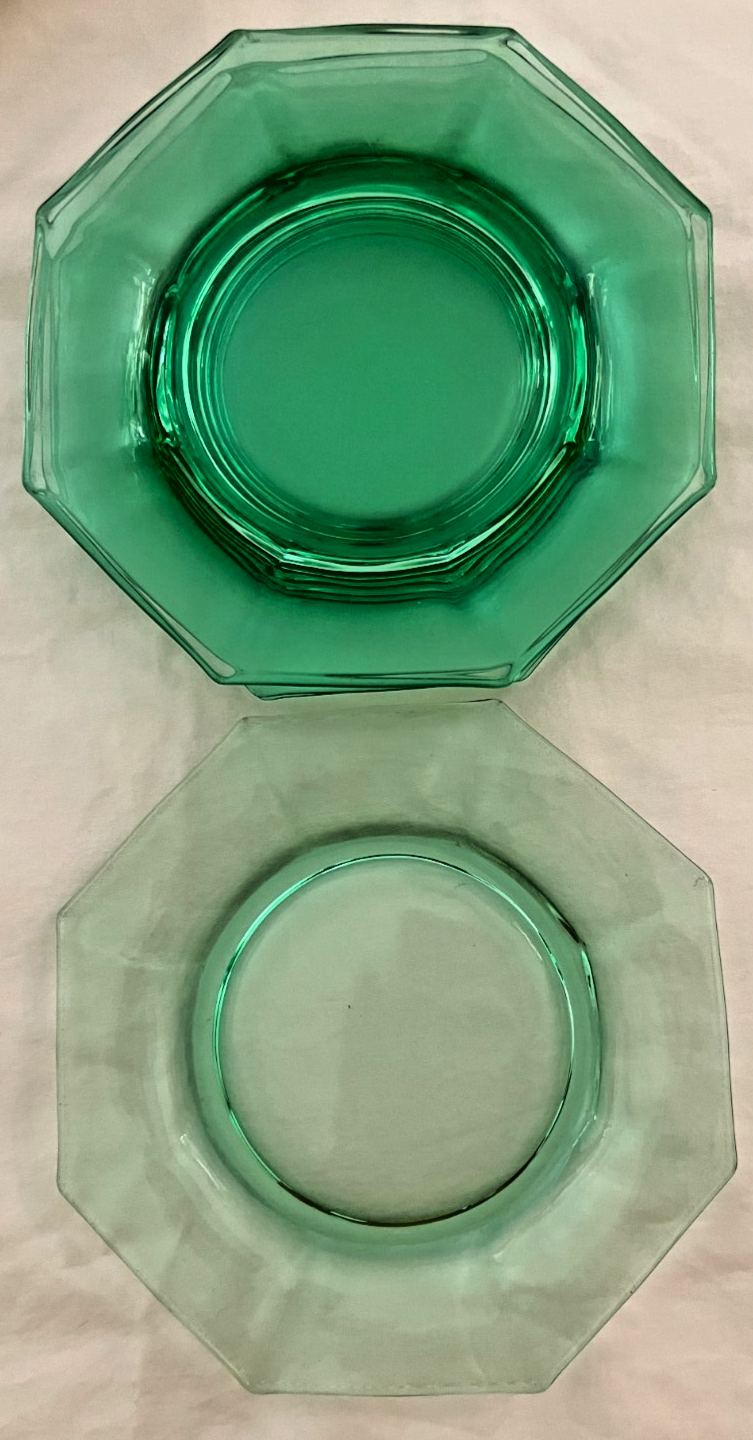 6 VINTAGE Octagonal GREEN DEPRESSION GLASS Plates 6 1/4 inches | eBay