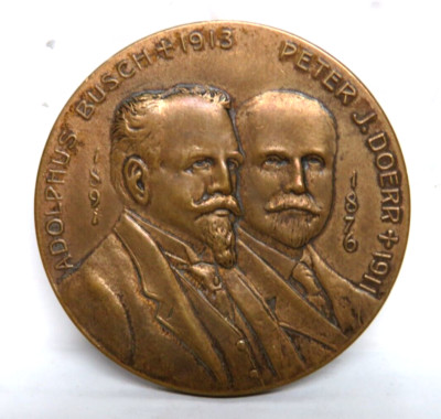 1916 Adolphus Busch & Peter J. Doerr South Side Bank Bronze Medallion ...