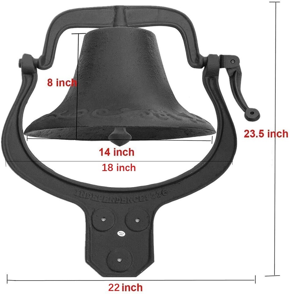 Large Church Cast Iron Dinner BELL 24X22" School Antique Vintage Style ...