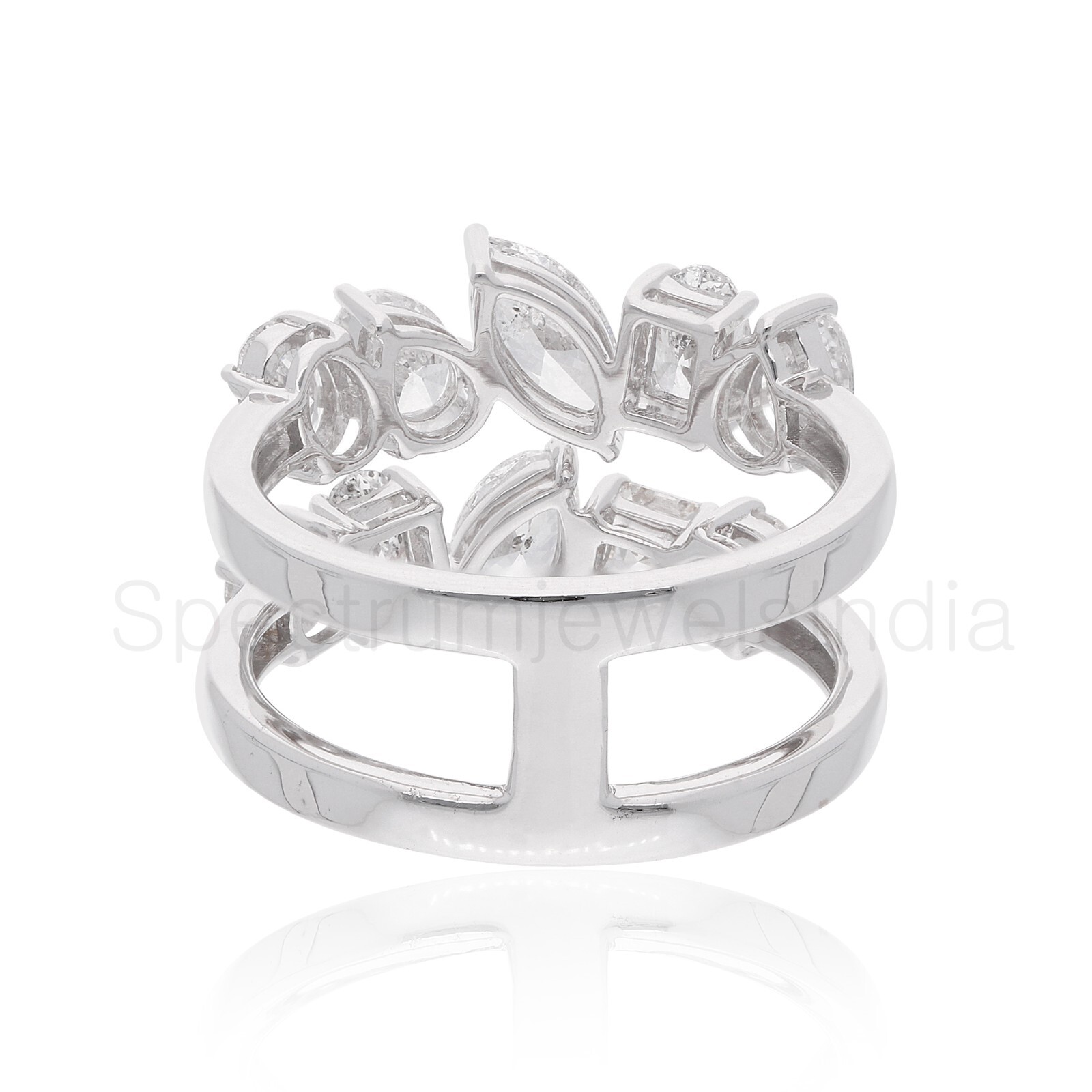 2.45 Ct Natural H/SI Diamond Double Band Ring Gift 18k White Gold ...
