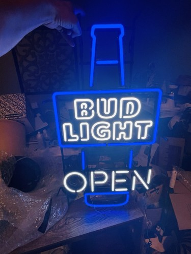 BUD LIGHT BEER BOTTLE LOGO, OPEN LED NEON PUB BAR SIGN | eBay