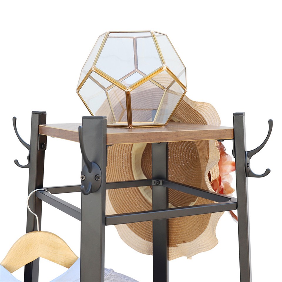 Wooden Tree Clothes Stand Coat Rack Corner Rail Handbag Hat Hanger ...