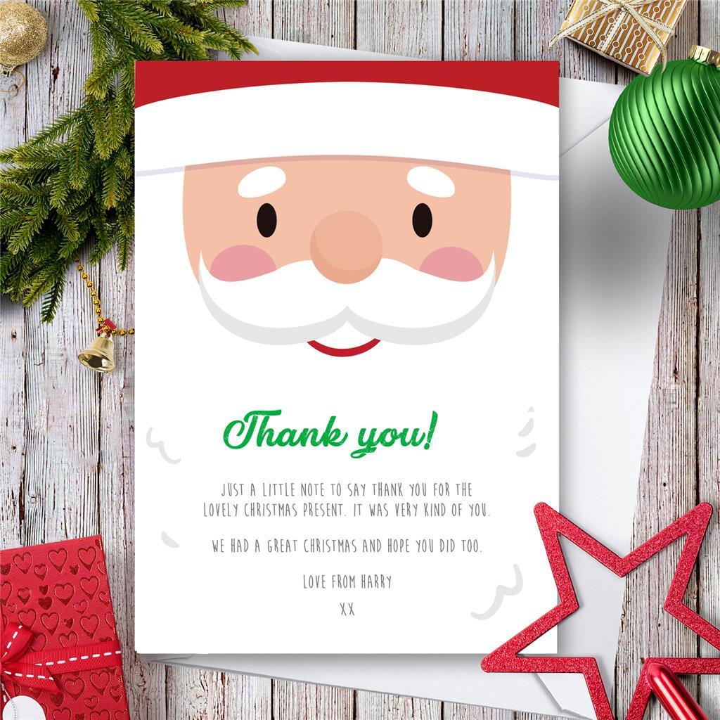 Thank You Note From Santa Christmas Thank You Card Santa & Rudolph