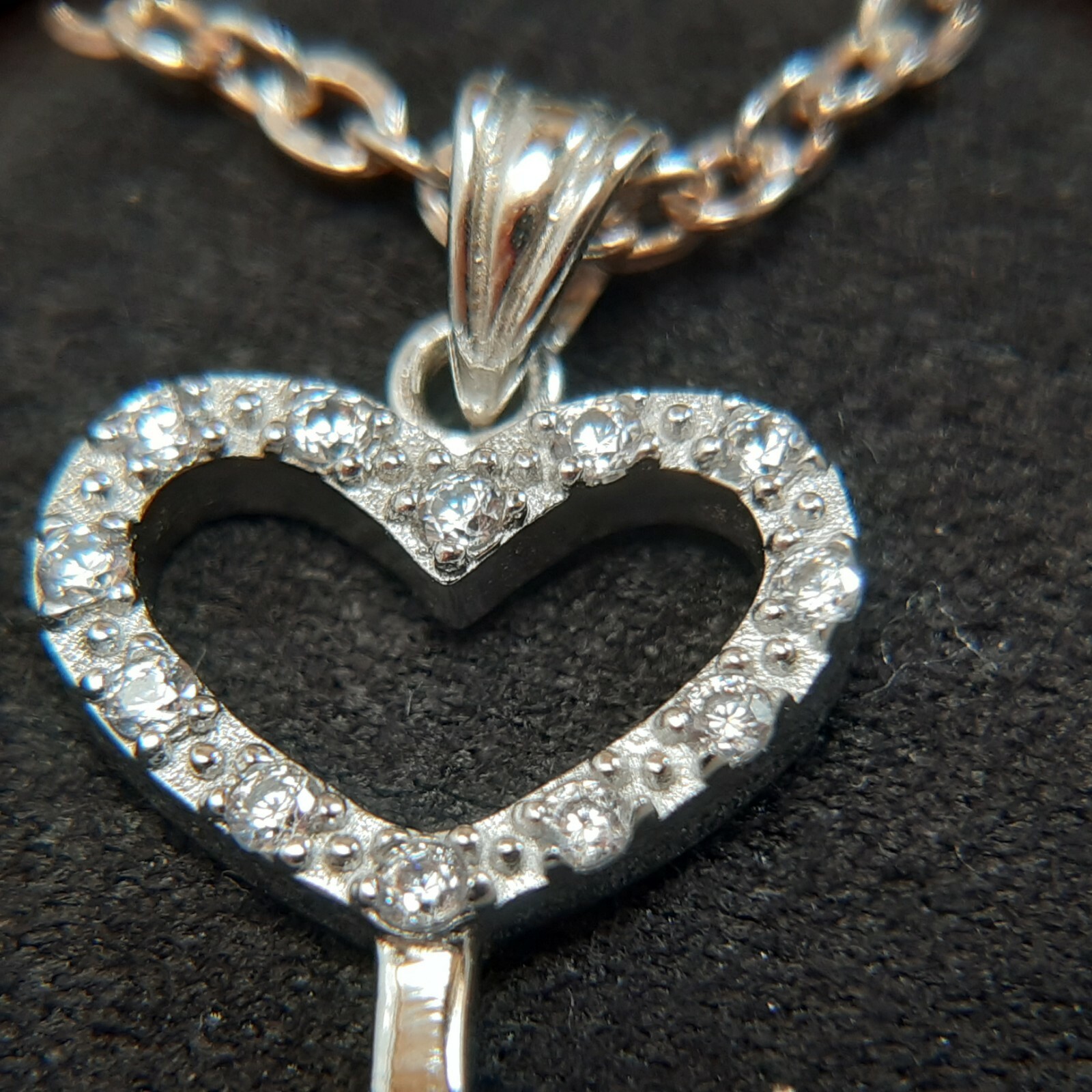 925 Sterling Silver CZ Key Heart Pendant Charm 30cm Chain Necklace | eBay