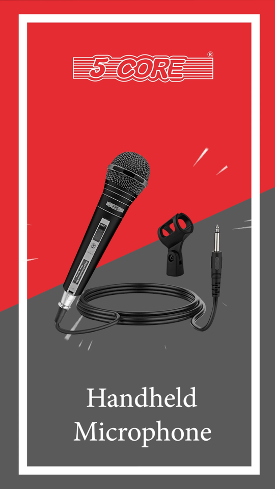 5Core XLR Microphone Dynamic Mic Karaoke Singing Studio Mics Handheld ...