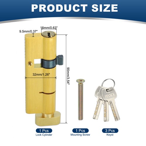 90mm(25/10/55) Solid Brass Lock Cylinder Storm Door Lock Cylinder with ...