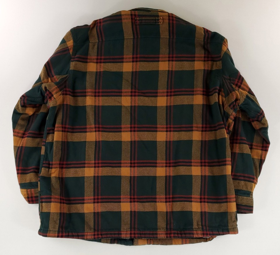 Duluth Trading Insulated Snap Shirt Jacket Plaid Green Brown Red Mens ...