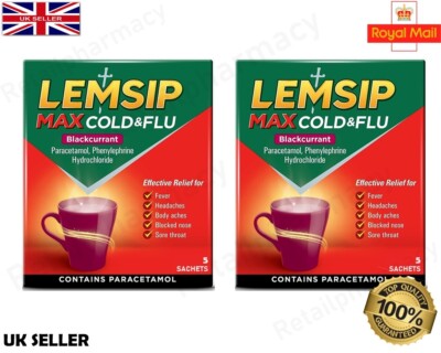Lemsip Max Cold & Flu (Blackcurrent) - 5 Sachets 2 Packs Exp 09-2025 | eBay
