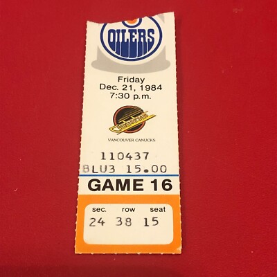 December 21, 1984 NHL Edmonton Oilers Ticket Stub - Mark Messier 1G | eBay