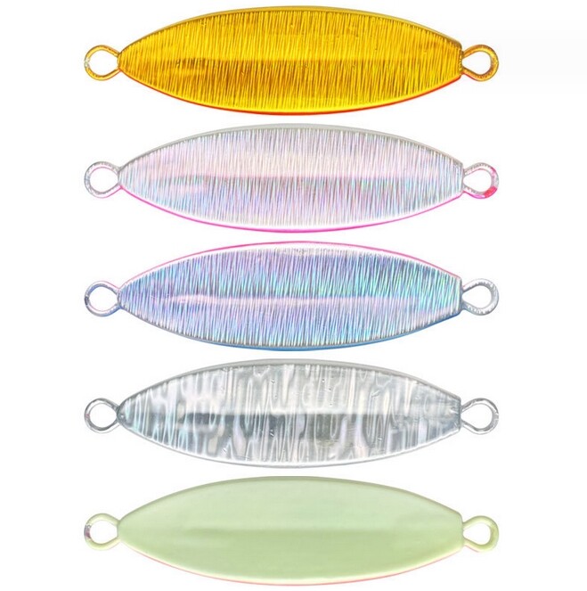 Lot 4pcs Glow Slow Fall Pitch Fishing Lures Sinking Lead Metal Flat ...