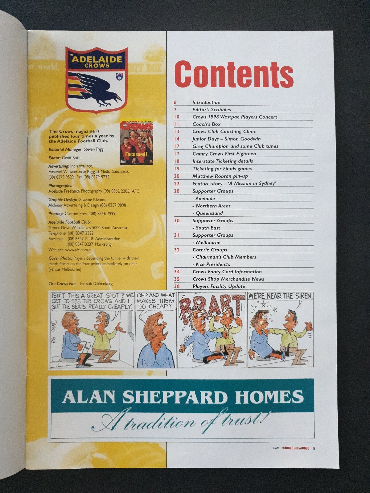 THE ADELAIDE FOOTBALL CLUB'S OFFICIAL MAGAZINE 1998 MATTHEW ROBRAN ...