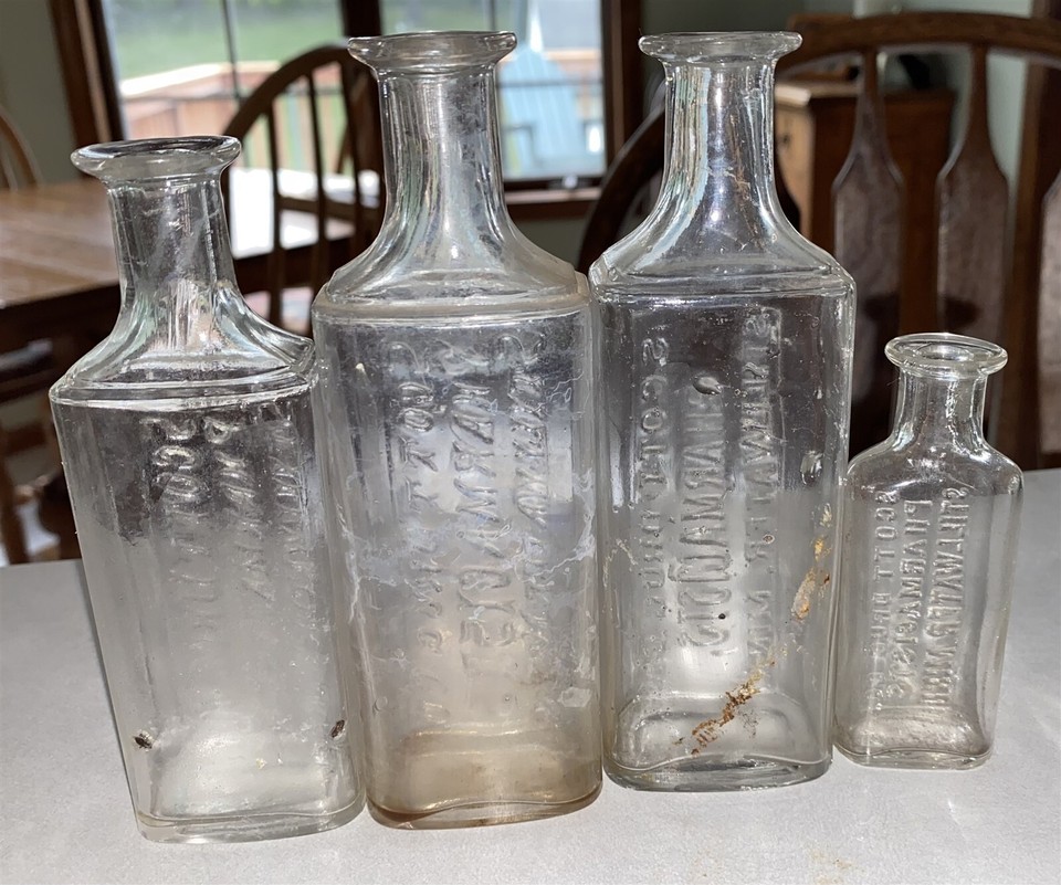4 Antique Pharmacy Druggist Embossed bottles Scott Drug Co Stillwater ...