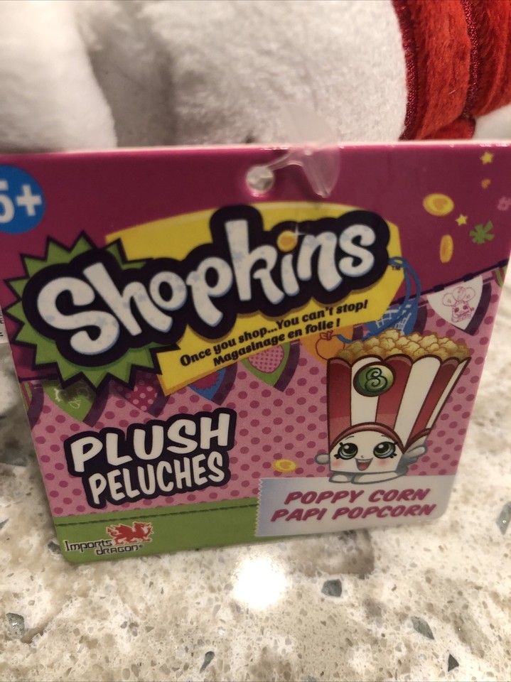 SHOPKINS POPPY CORN Popcorn 6” Red White Yellow Plush Stuffed Animal ...