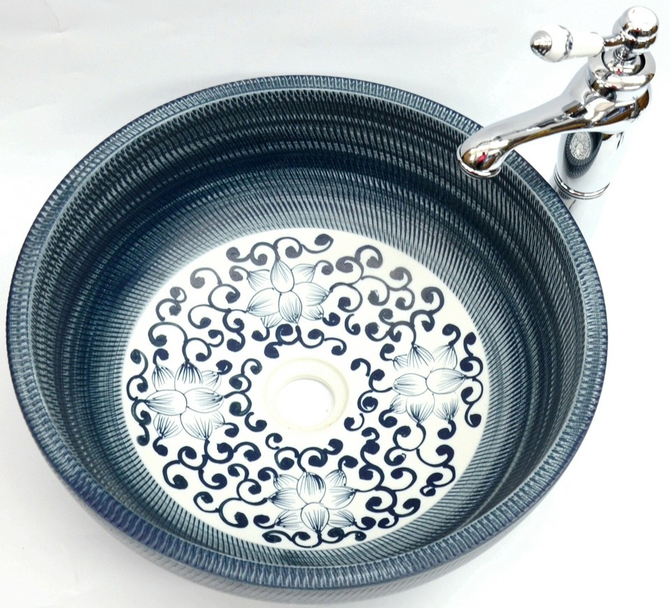 Vintage Patterned Kasbah Round Bathroom Cloakroom Ceramic Counter Top ...