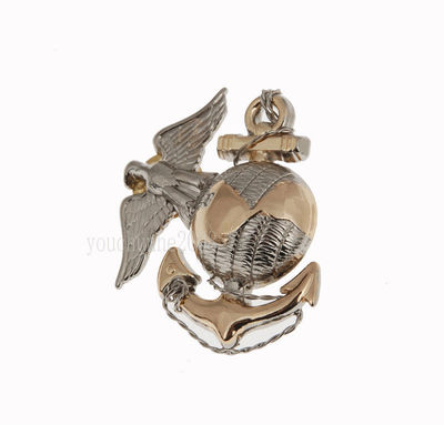 WWII USMC officer EGA barracks metal hat badge gold and silver colour ...