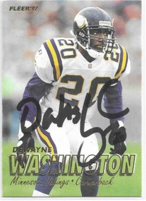 DEWAYNE WASHINGTON Autographed Signed 1997 Fleer card #218 Minnesota ...