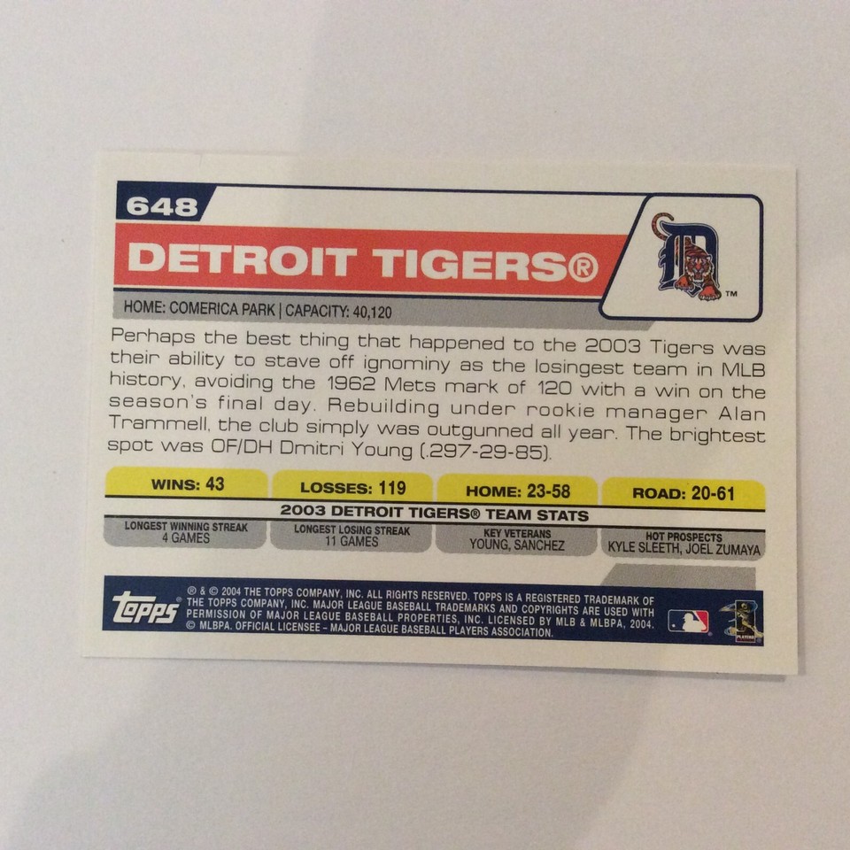 2004 Topps #648 Detroit Tigers TC Detroit Tigers | eBay