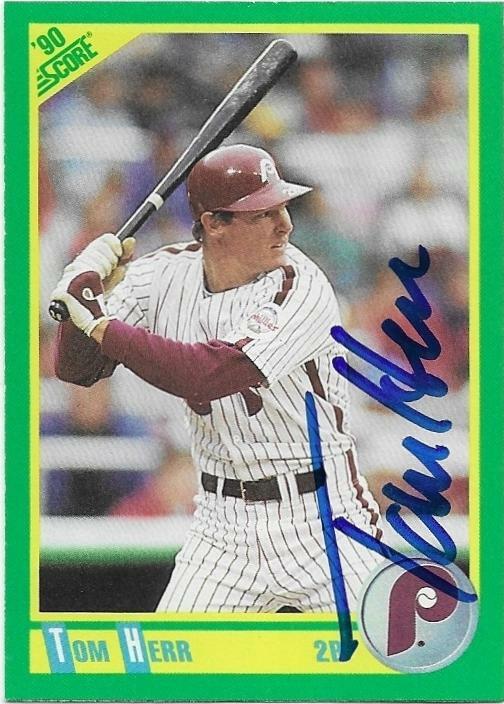 TOM HERR Autographed Signed 1990 Score Baseball card #171 Philadelphia ...