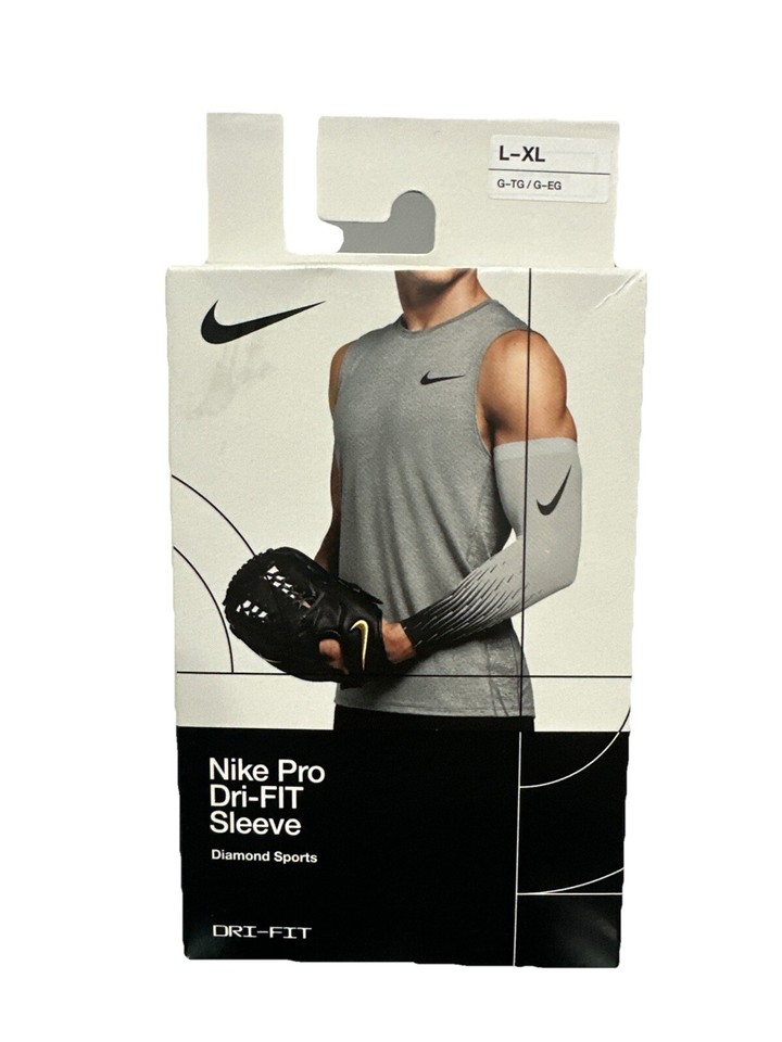 Nike Pro Dri-FIT Diamond Sports Grey/Black Baseball Sleeve Unisex Size ...