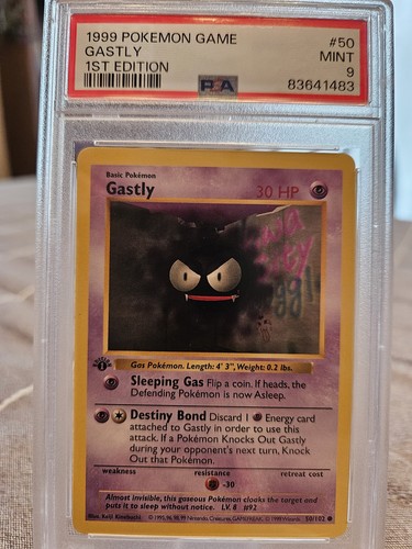 Gastly 1st Edition Shadowless Base Set Rare 50/102 Pokemon PSA 9 MINT ...