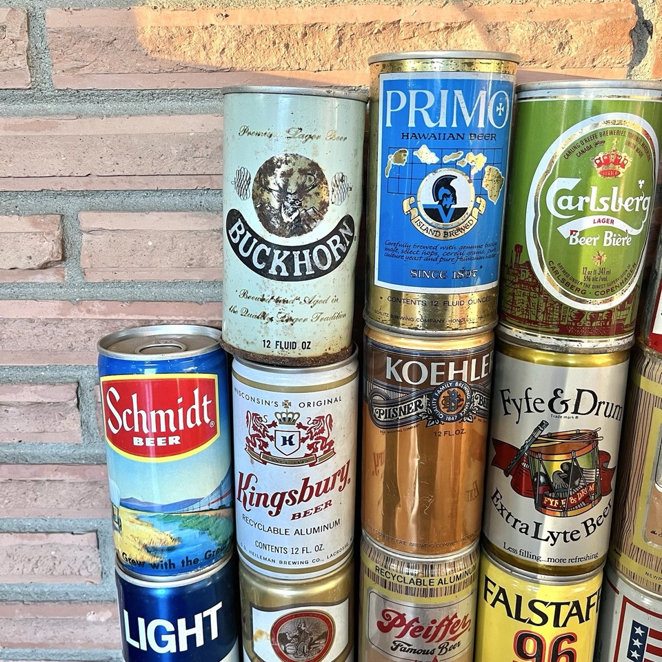 Lot of 30+ Vintage Beer Cans Flat Top Pull Tab 60s / 70s Movie Prop Man ...