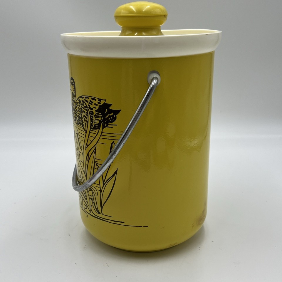 Rare Kromex Handle Ducks Yellow Ice Bucket With Lid Plastic USA Vintage ...